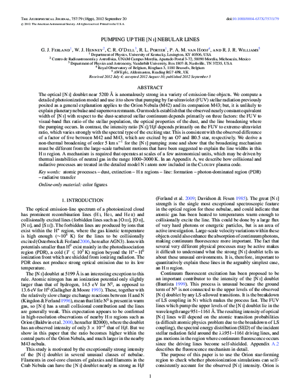 (PDF) PUMPING UP THE [N I] NEBULAR LINES