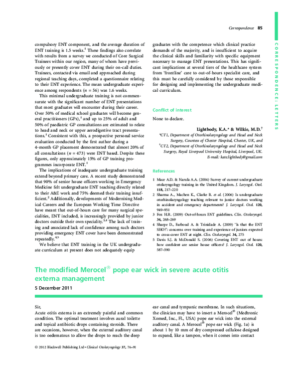(PDF) The modified Merocel® pope ear wick in severe acute otitis ...