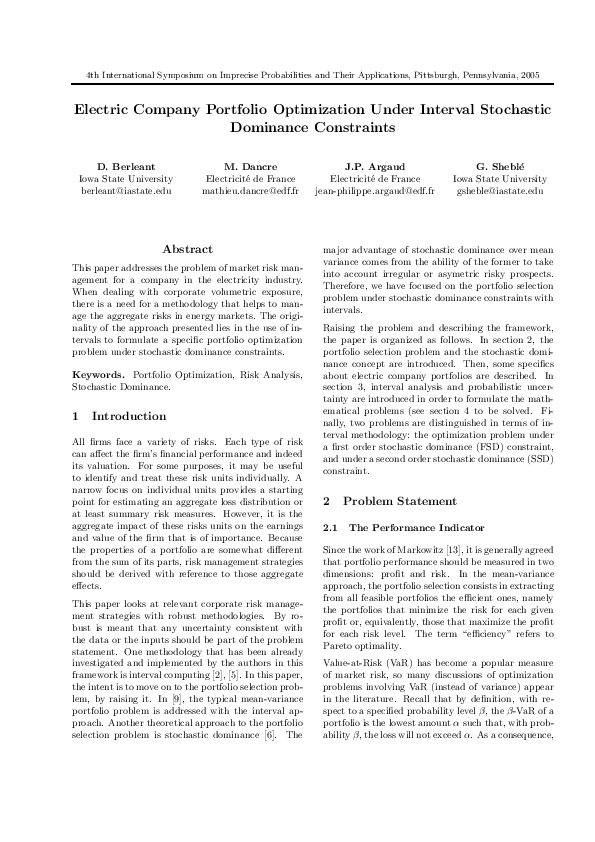 (PDF) Electric company portfolio optimization under interval stochastic dominance constraints