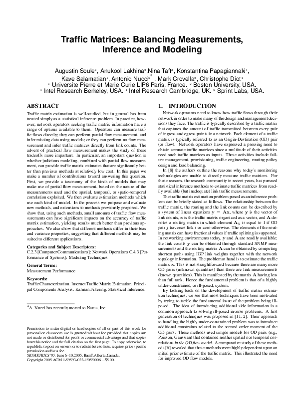 (PDF) Traffic matrices