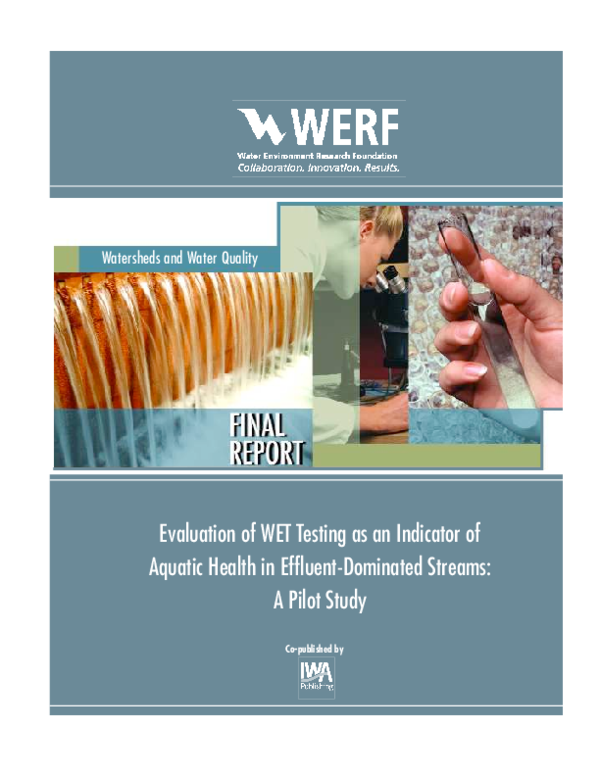 (PDF) Evaluation of WET Testing as an Indicator of Aquatic Health in ...