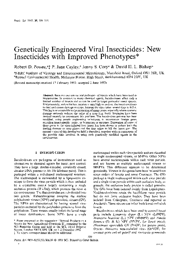 (PDF) Genetically engineered viral insecticides: New insecticides with ...