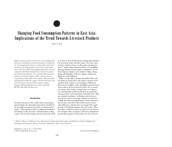 (PDF) Changing food consumption patterns in East Asia: Implications of ...