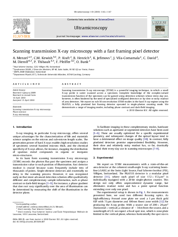 (PDF) Scanning transmission X-ray microscopy with a fast framing pixel detector
