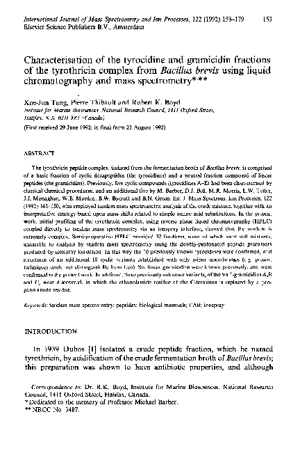 (PDF) Characterisation of the tyrocidine and gramicidin fractions of ...
