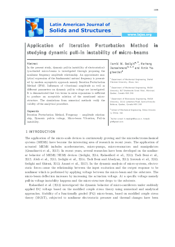 Pdf Non Linear Vibration Of Euler Bernoulli Beams Amin Barari