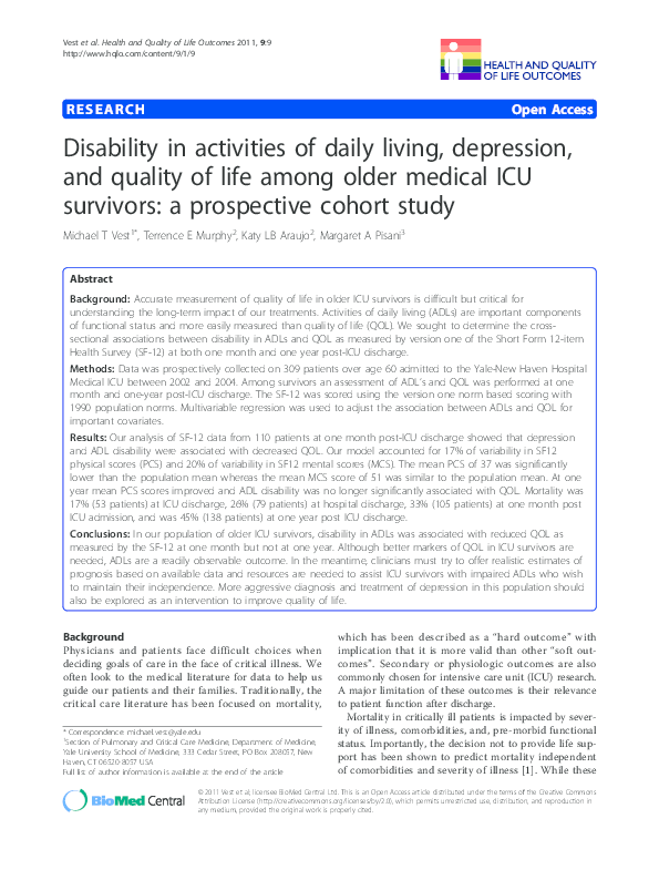 (PDF) Disability in activities of daily living, depression, and quality of life among older ...