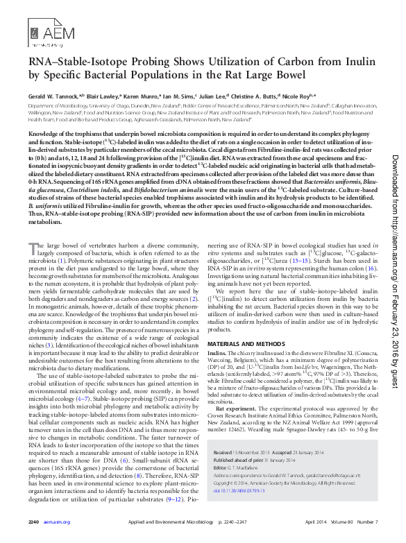 (PDF) RNA-stable isotope probing (RNA-SIP) shows carbon utilization ...