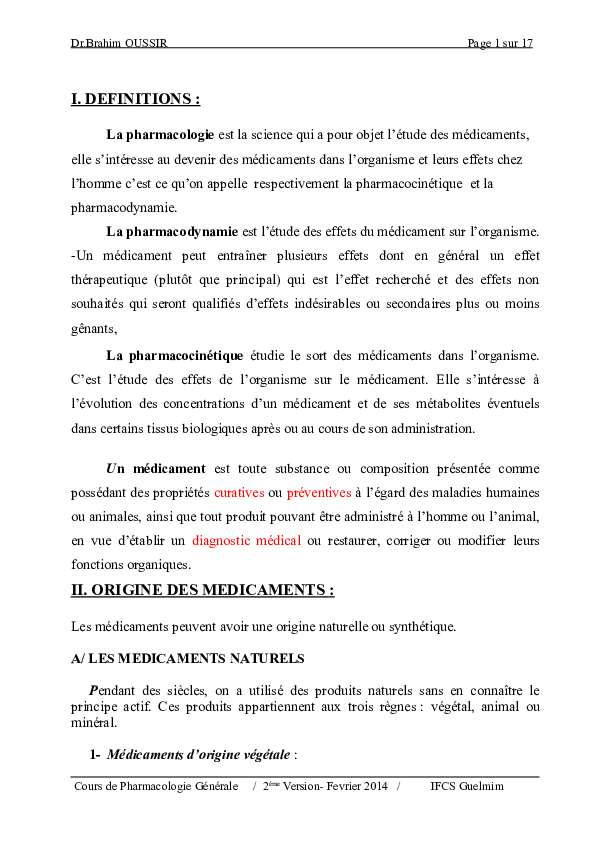 résumé cours pharmacologie