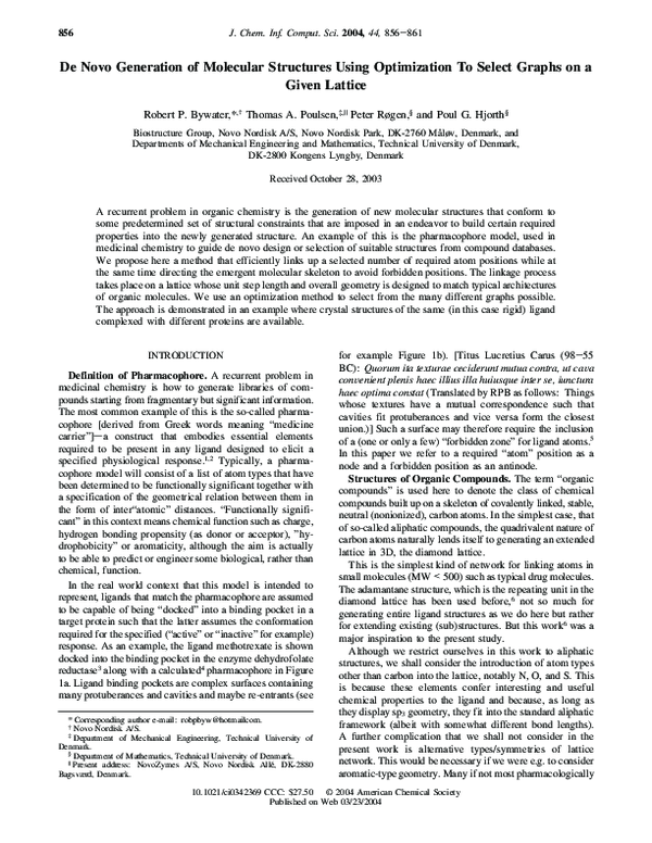 (PDF) De Novo Generation of Molecular Structures Using Optimization To ...