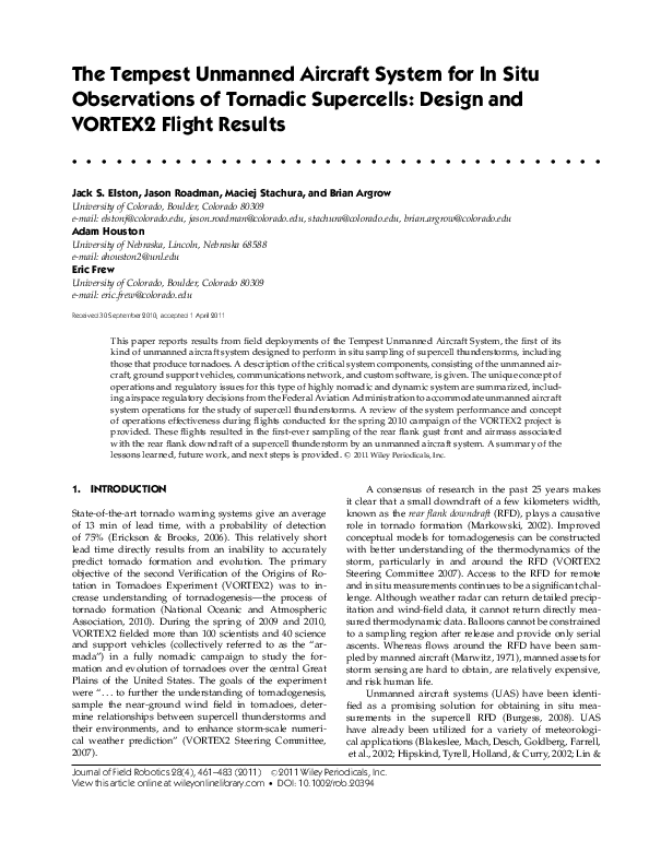 (PDF) The tempest unmanned aircraft system for in situ observations of ...