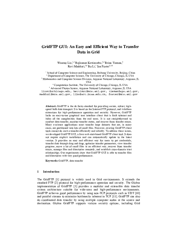 (PDF) GridFTP GUI: An Easy and Efficient Way to Transfer Data in Grid