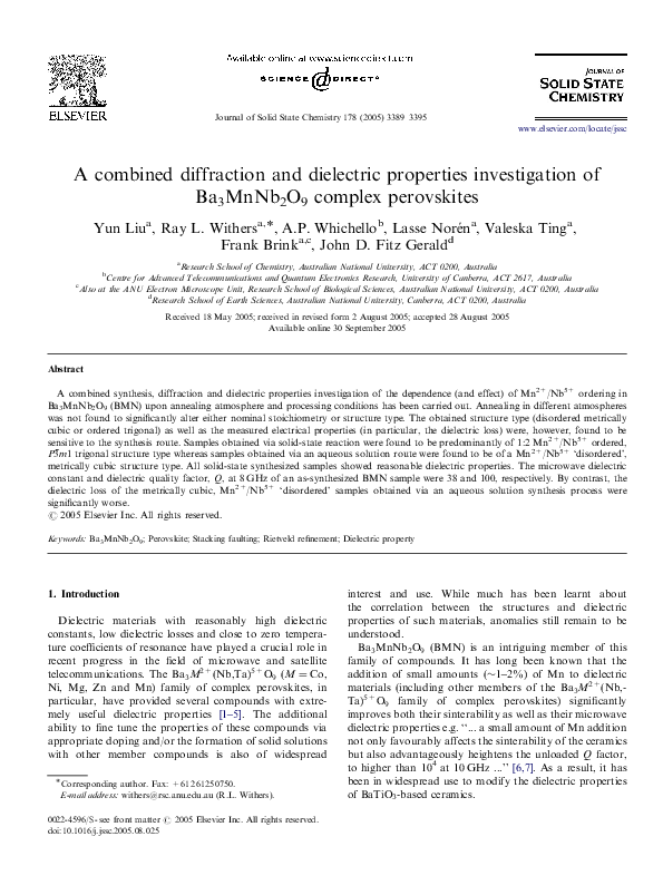 Pdf A Combined Diffraction And Dielectric Properties Investigation Of