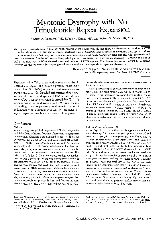 (PDF) Myotonic dystrophy with no trinucleotide repeat expansion ...