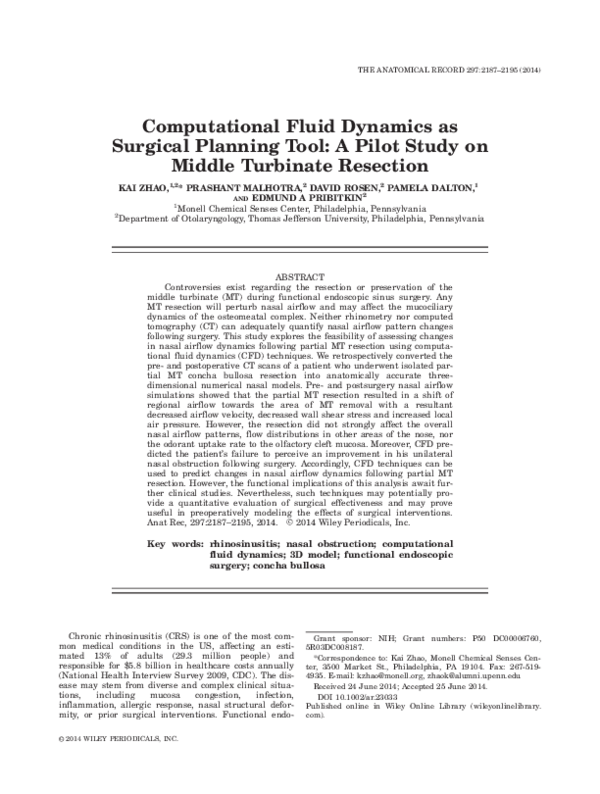 (PDF) Computational Fluid Dynamics as Surgical Planning Tool: A Pilot ...
