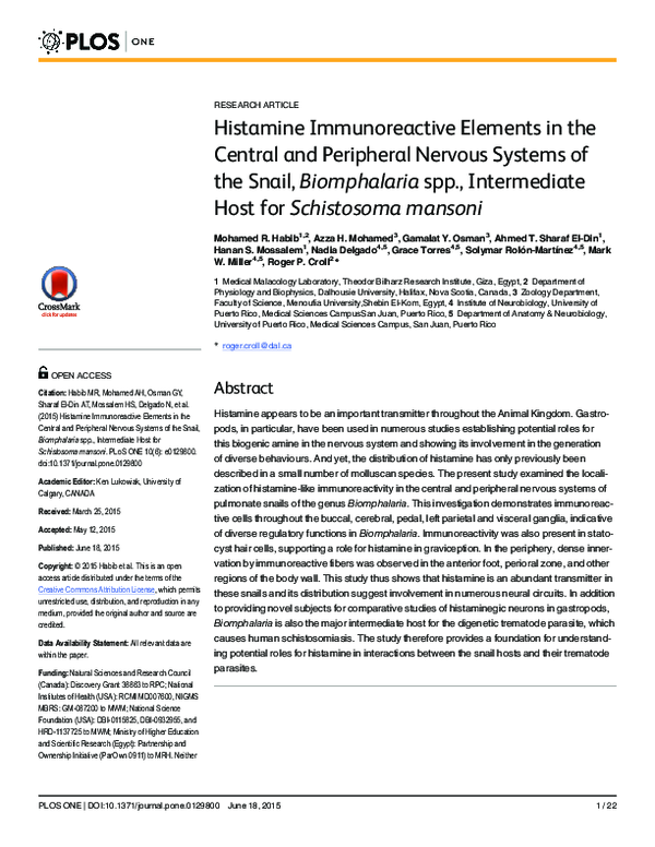 (PDF) Histamine Immunoreactive Elements in the Central and Peripheral ...