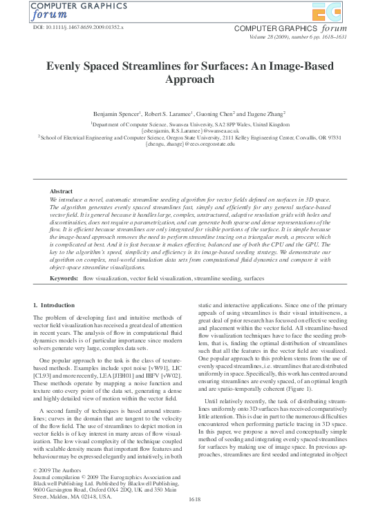 (PDF) Evenly Spaced Streamlines for Surfaces: An Image-Based Approach