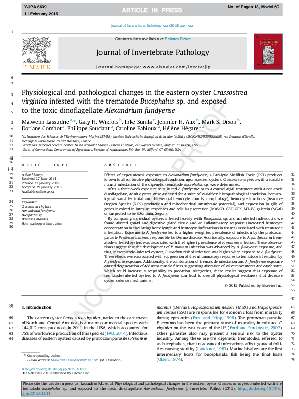 (PDF) Physiological and pathological changes in the eastern oyster ...