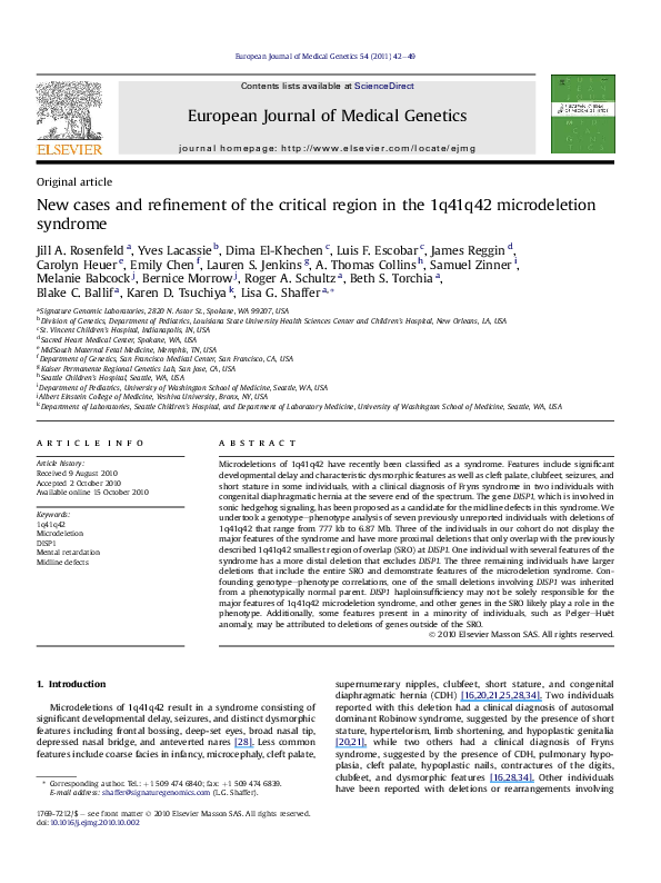 (PDF) New cases and refinement of the critical region in the 1q41q42 ...