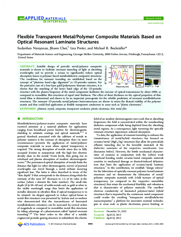 (PDF) Flexible Transparent Metal/Polymer Composite Materials Based on ...