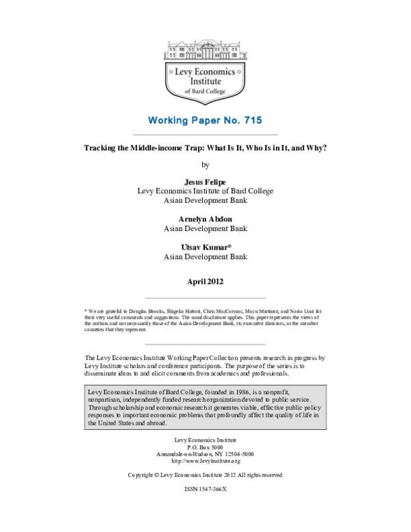 (PDF) Tracking the Middle-Income Trap: What is it, Who is in it, and Why?
