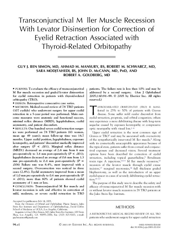 (PDF) Transconjunctival Müller Muscle Recession With Levator ...