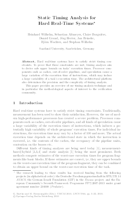 (PDF) Static Timing Analysis for Hard Real-Time Systems