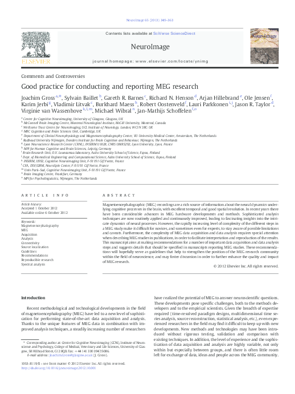 (PDF) Good practice for conducting and reporting MEG research