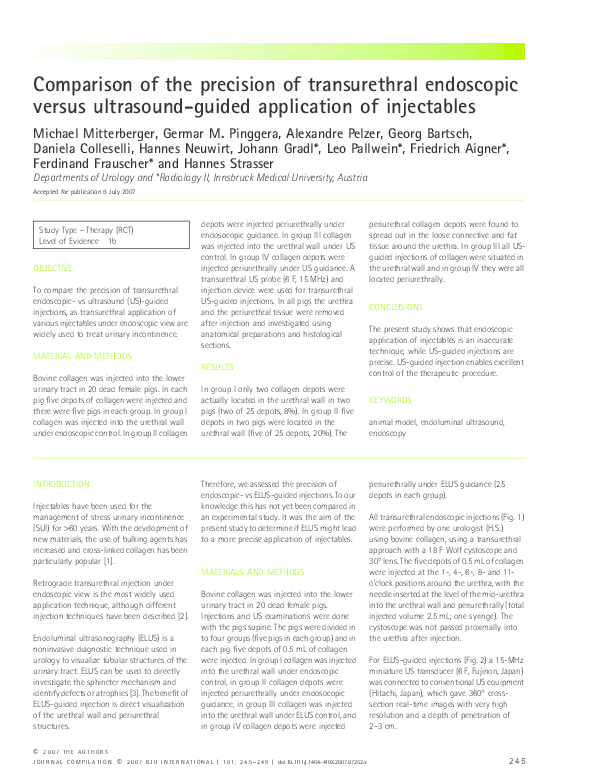 (PDF) Comparison of the precision of transurethral endoscopic versus ...