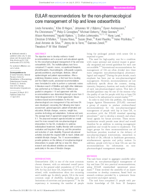 (PDF) EULAR recommendations for the non-pharmacological core management ...