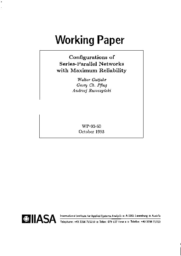 (PDF) Configurations of series-parallel networks with maximum reliability