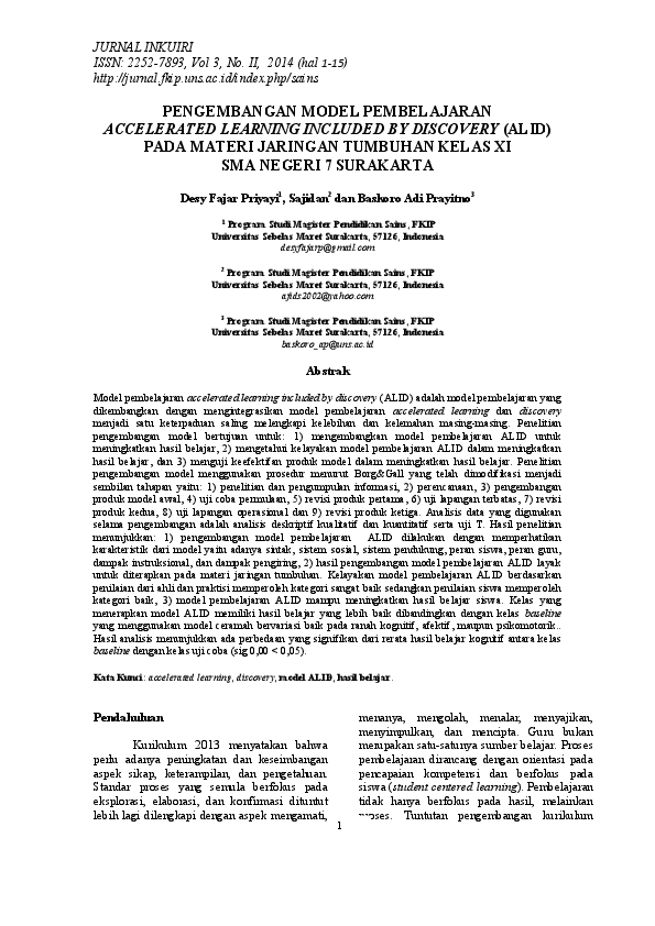 (PDF) Pengembangan Model Pembelajaran Accelerated Learning Included by Discovery (Alid) Pada ...