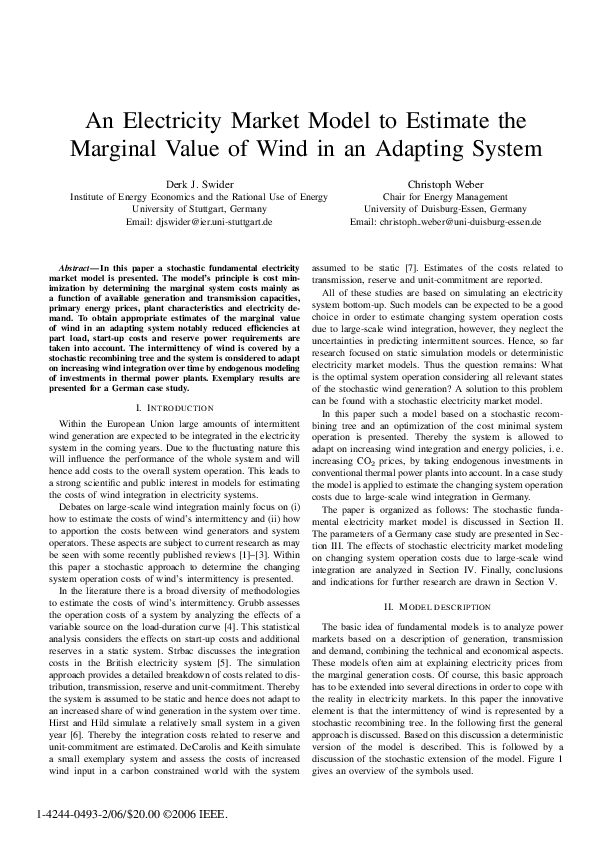 (PDF) An electricity market model to estimate the marginal value of ...