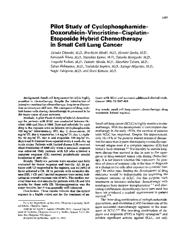 (PDF) Pilot study of cyclophosphamide-doxorubicin-vincristine-cisplatin-etoposide hybrid ...