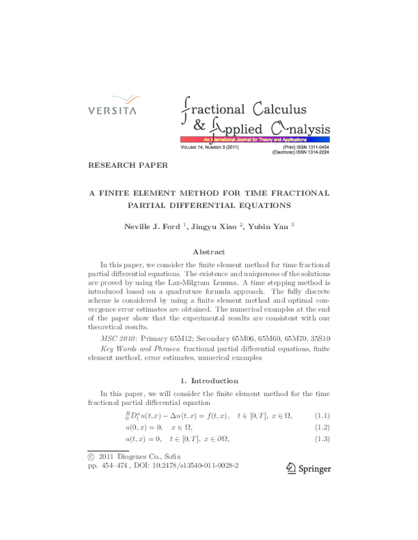 (PDF) A finite element method for time fractional partial differential equations