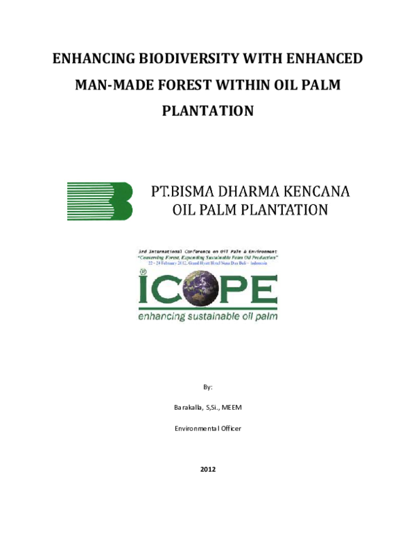 (PDF) ENHANCING BIODIVERSITY WITH ENHANCED MAN­MADE FOREST WITHIN OIL ...