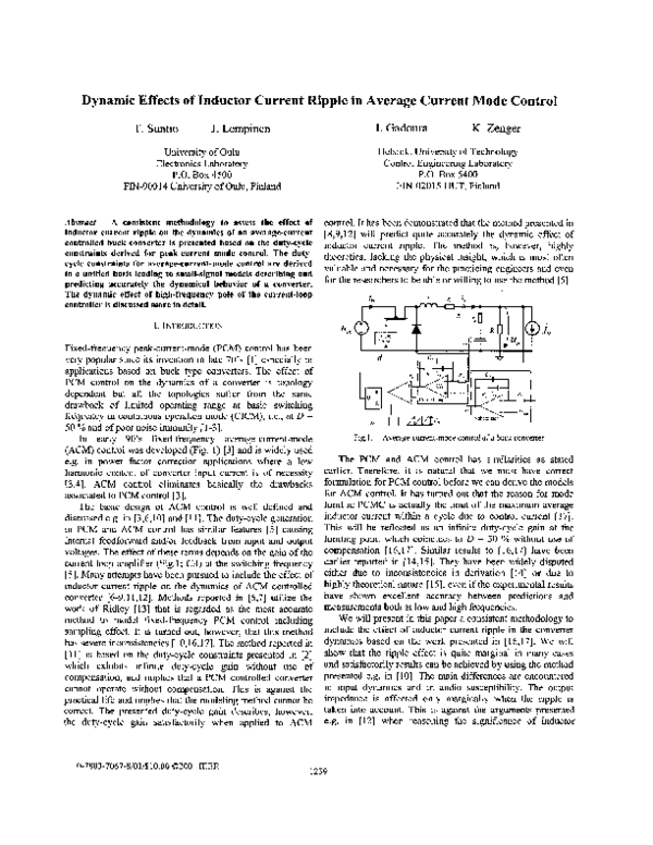 Pdf Dynamic Effects Of Inductor Current Ripple In Average Current