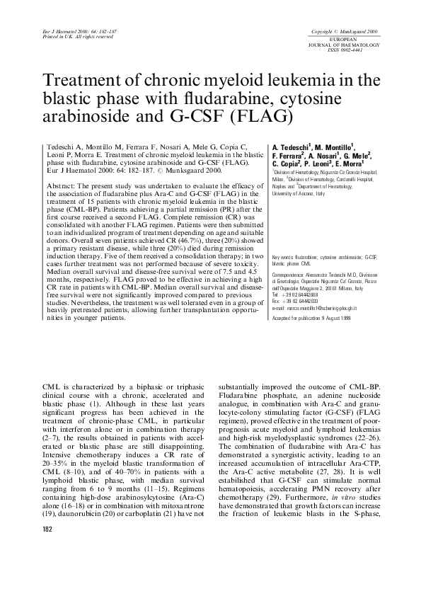(PDF) Treatment of chronic myeloid leukemia in the blastic phase with ...