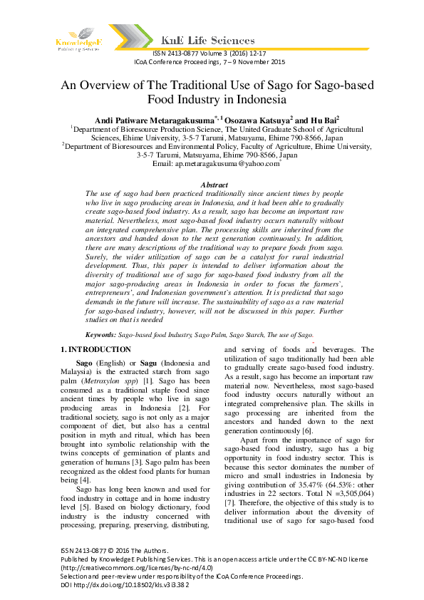 (PDF) An Overview of The Traditional Use of Sago for Sago-based Food ...