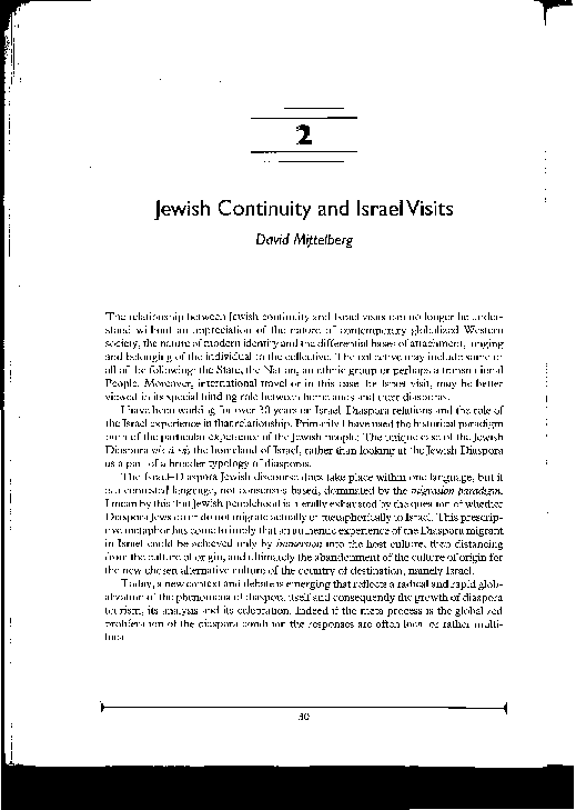 (PDF) Jewish Continuity and Israel Visits