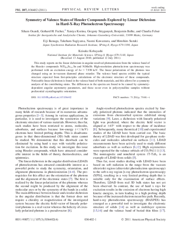 (PDF) Symmetry of Valence States of Heusler Compounds Explored by ...