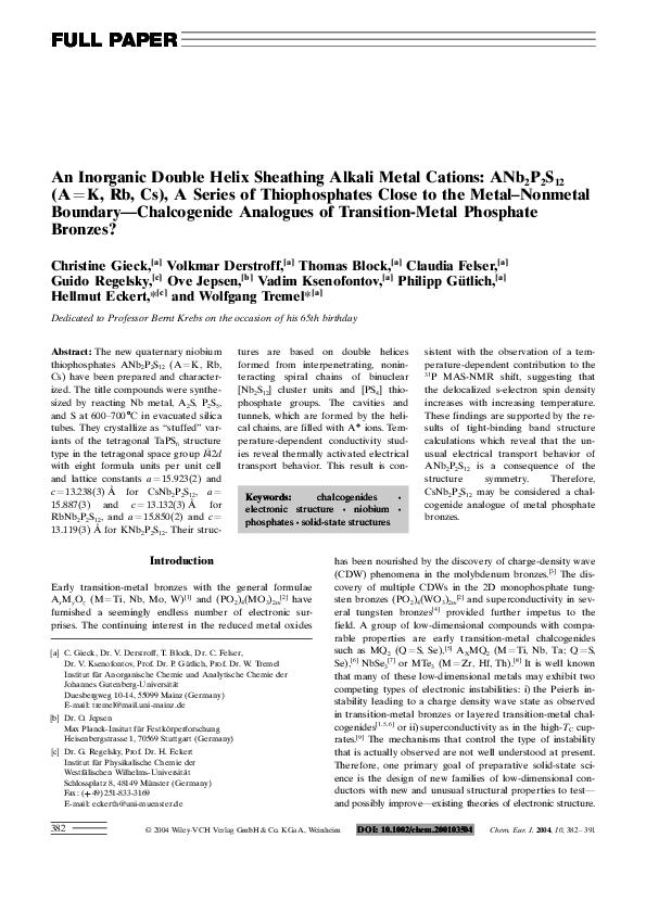(PDF) An Inorganic Double Helix Sheathing Alkali Metal Cations ...