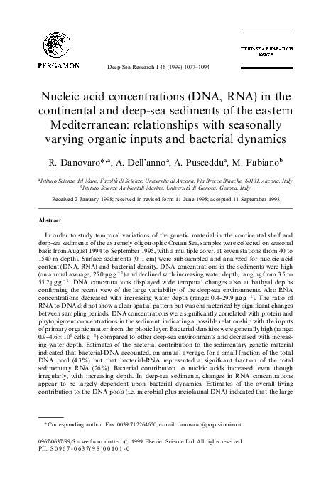 (PDF) Nucleic acid concentrations (DNA, RNA) in the continental and ...