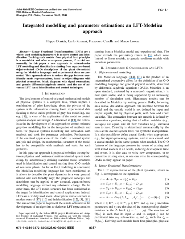 (PDF) Integrated modelling and parameter estimation: an LFT-Modelica approach