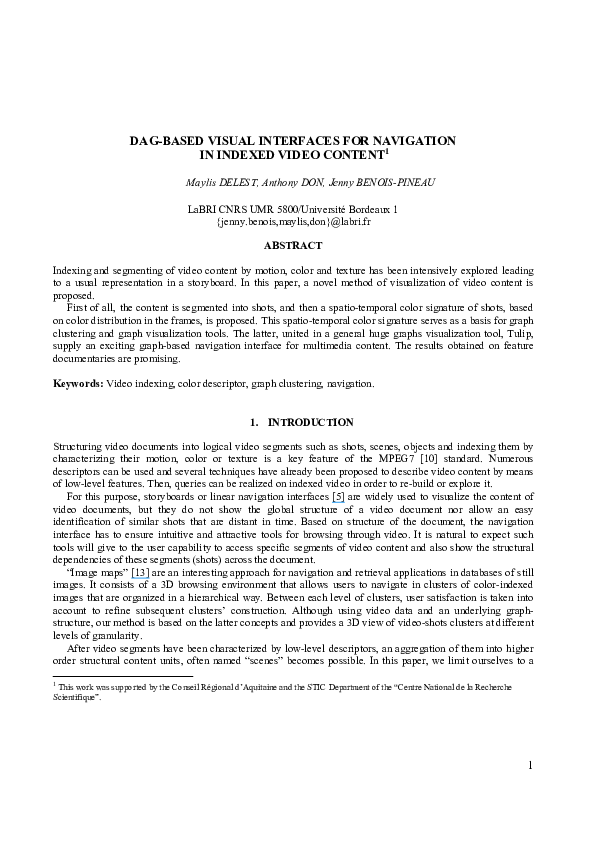 (PDF) DAG-based visual interfaces for navigation in indexed video content