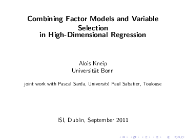 (PDF) Combining Factor Models and Variable Selection in High-Dimensional Regression