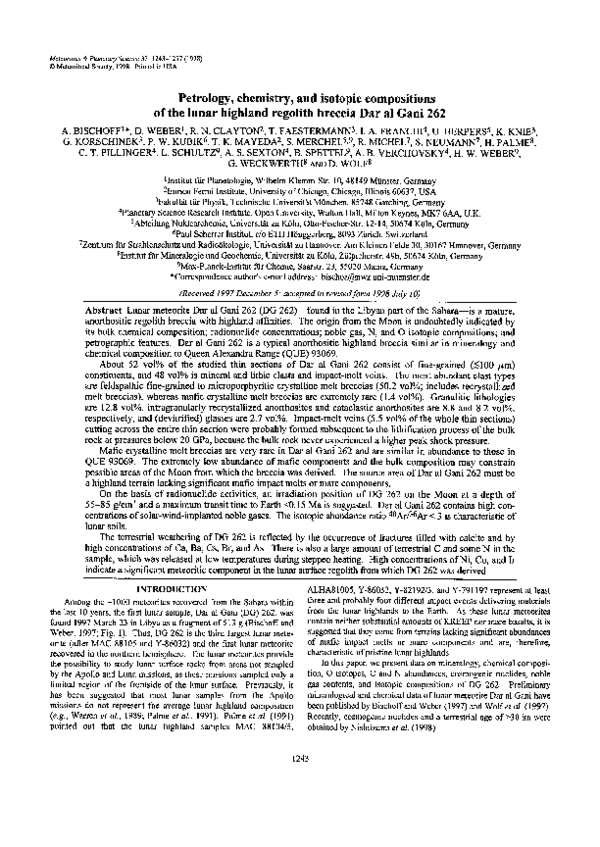 (PDF) Petrology, chemistry, and isotopic compositions of the lunar ...