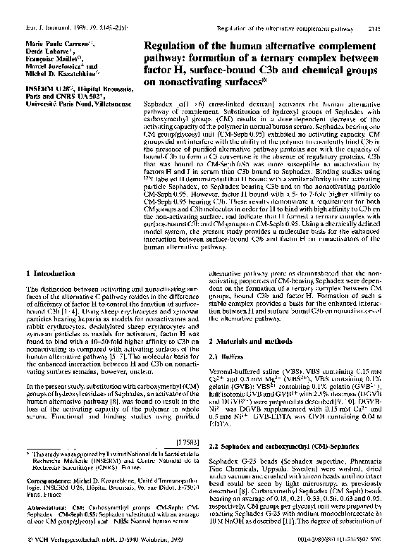 (PDF) Regulation of the human alternative complement pathway: formation ...