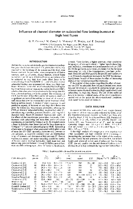 (PDF) Influence of channel diameter on subcooled flow boiling burnout at high heat fluxes