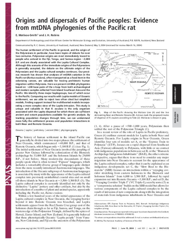 (PDF) From The Cover: Origins and dispersals of Pacific peoples ...